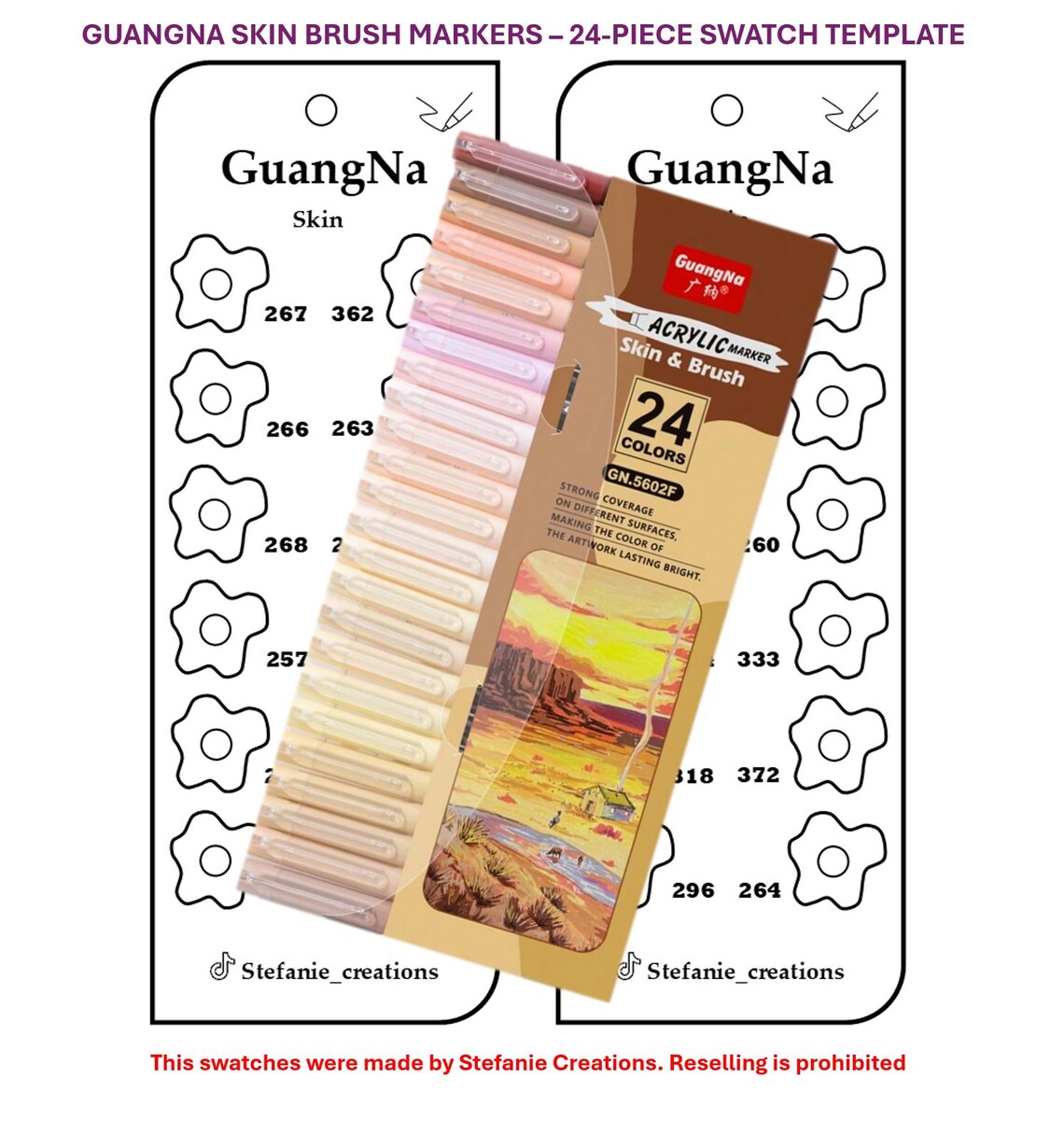 Digital PDF Guangna Skin - 24-piece Brush Markers Swatch Template | DIY ...