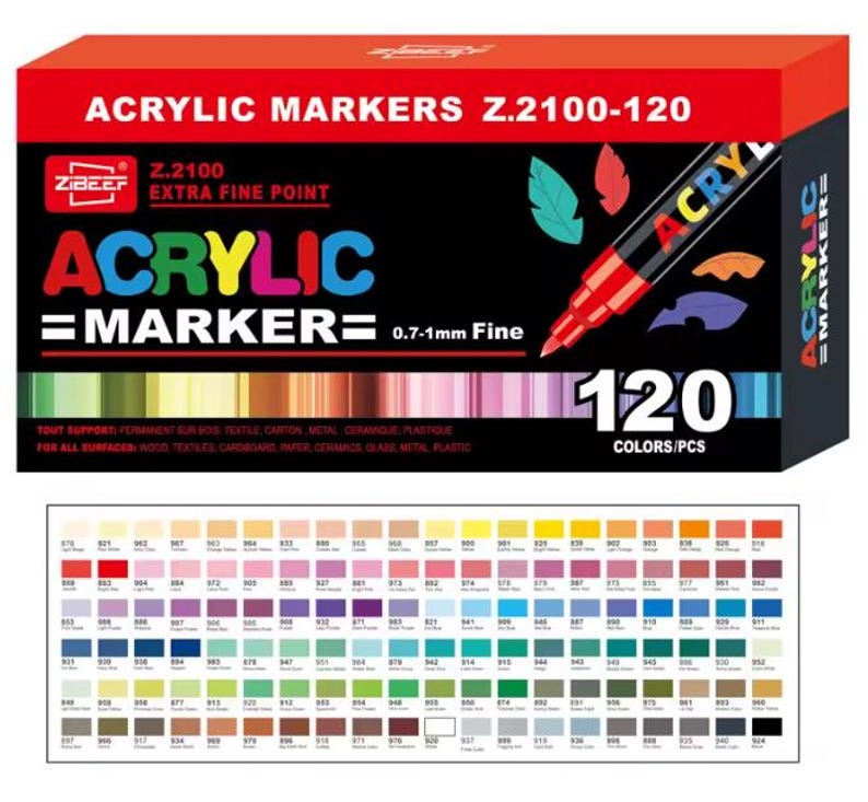 Digital PDF Zibeef - 120-piece Acrylic Paint Markers Swatch Template ...