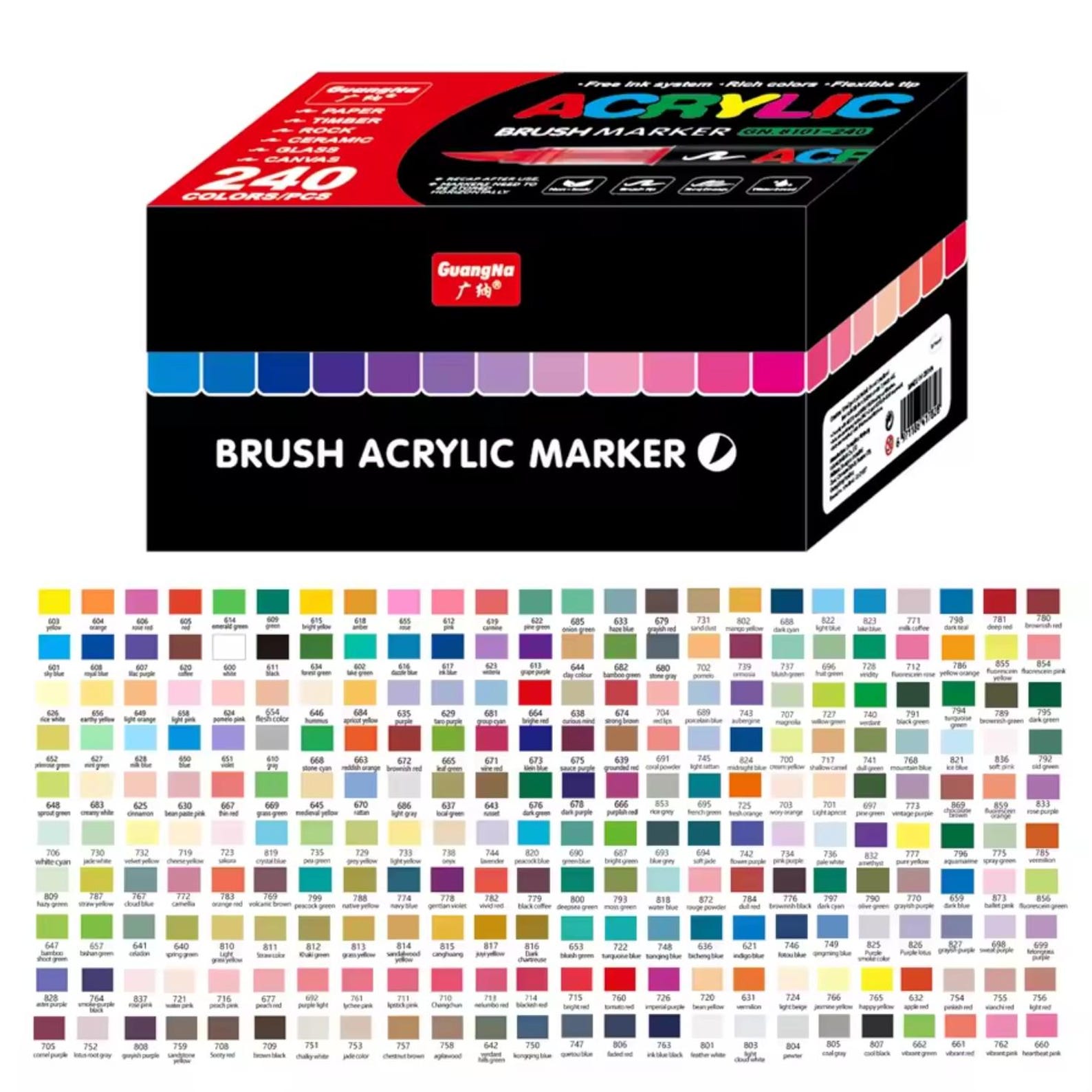 Digital PDF Guangna - 240-piece Brush Markers Swatch Template | DIY ...