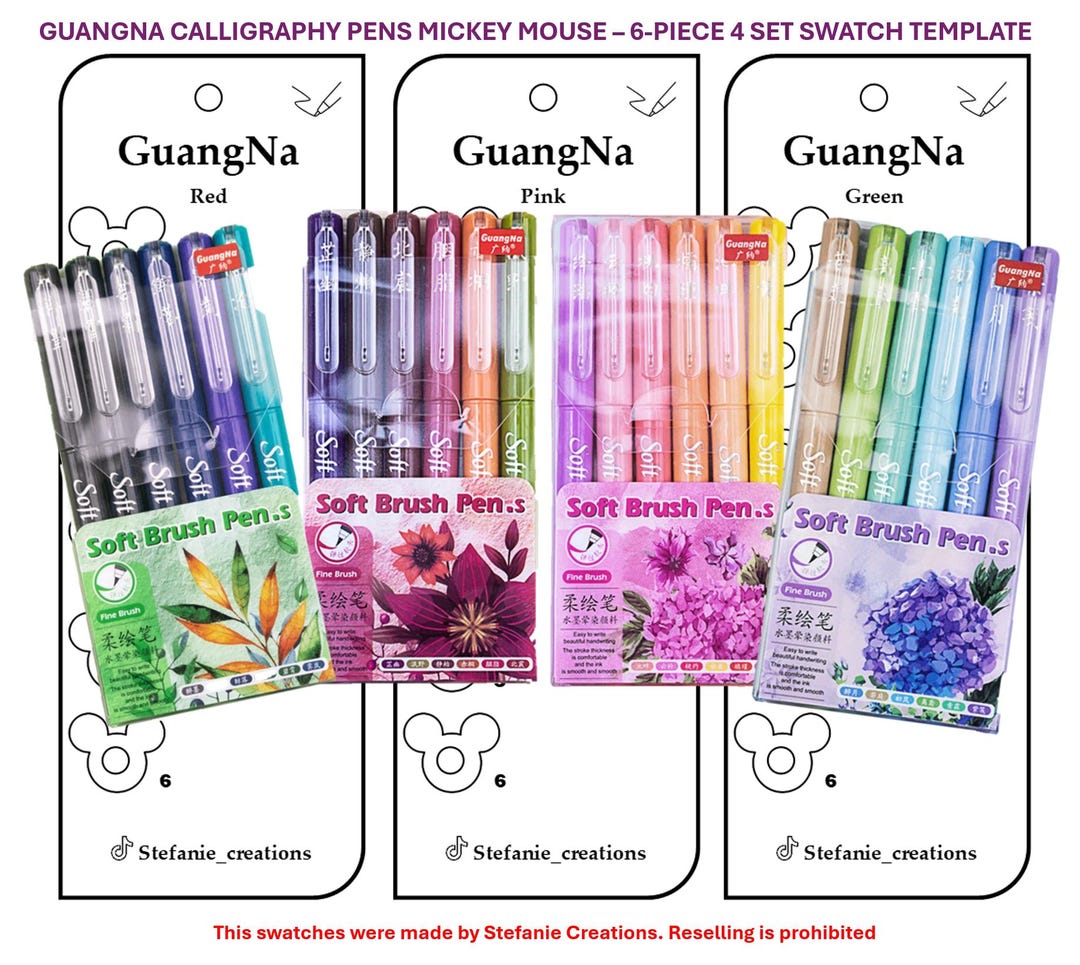 Digital PDF Guangna MICKEY MOUSE - 6-piece 4-set Soft Brush Markers ...