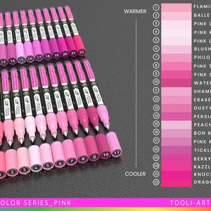 Digital PDF Tooli-art Pink - 22-piece Acrylic Paint Markers Swatch ...