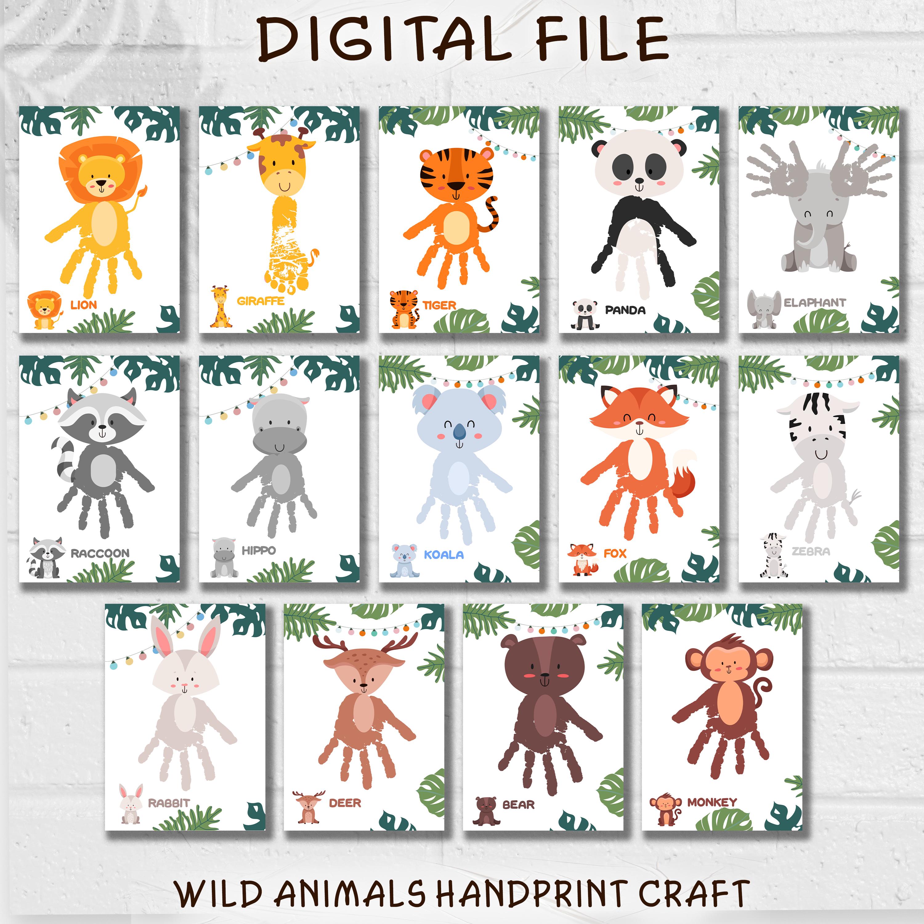 Wild Animals Handprint Craft, Safari Animals Printable Handprint Art ...