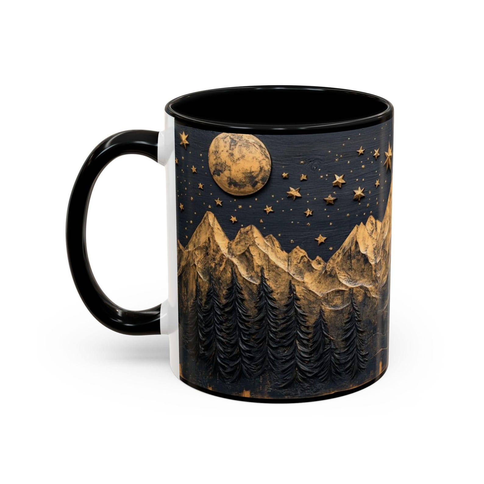 Wood Art Mountain Mug PRINTED WOOD Coffee Mug Wood Panel Effect Tea Mug ...