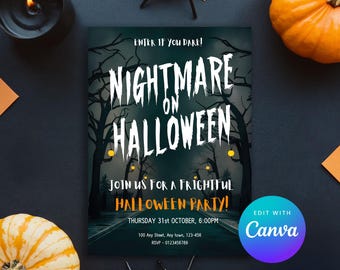 Haunted House Halloween Party Invitation – Editable Spooky Invite ...