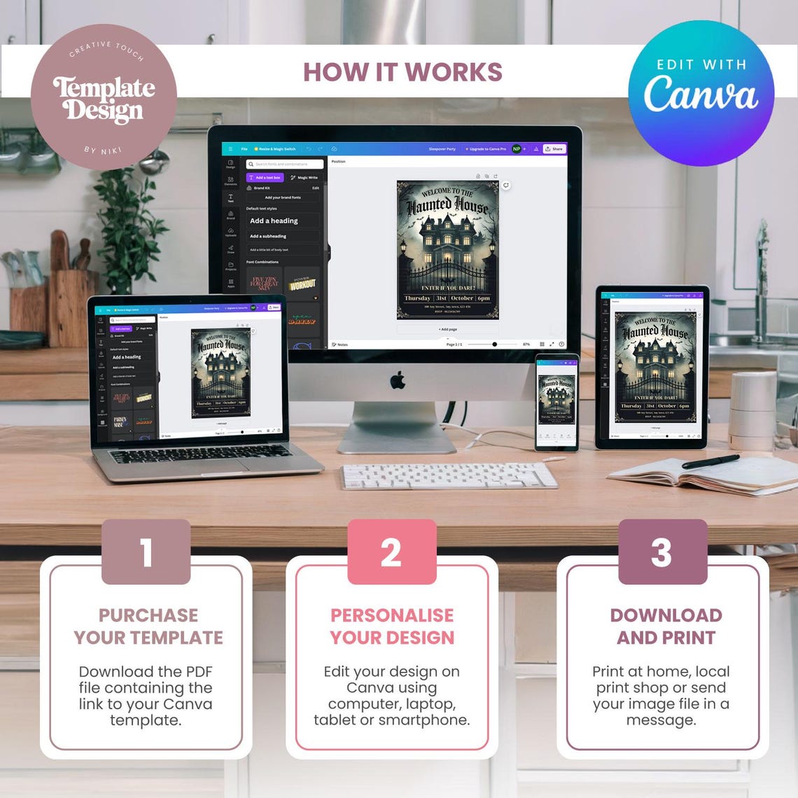 Haunted House Halloween Party Invitation – Editable Spooky Invite ...