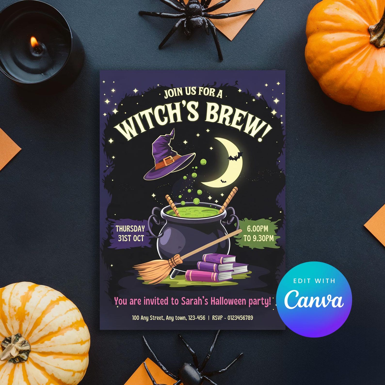 Witch's Brew Halloween Party Invitation – Editable Potion-themed Invite ...