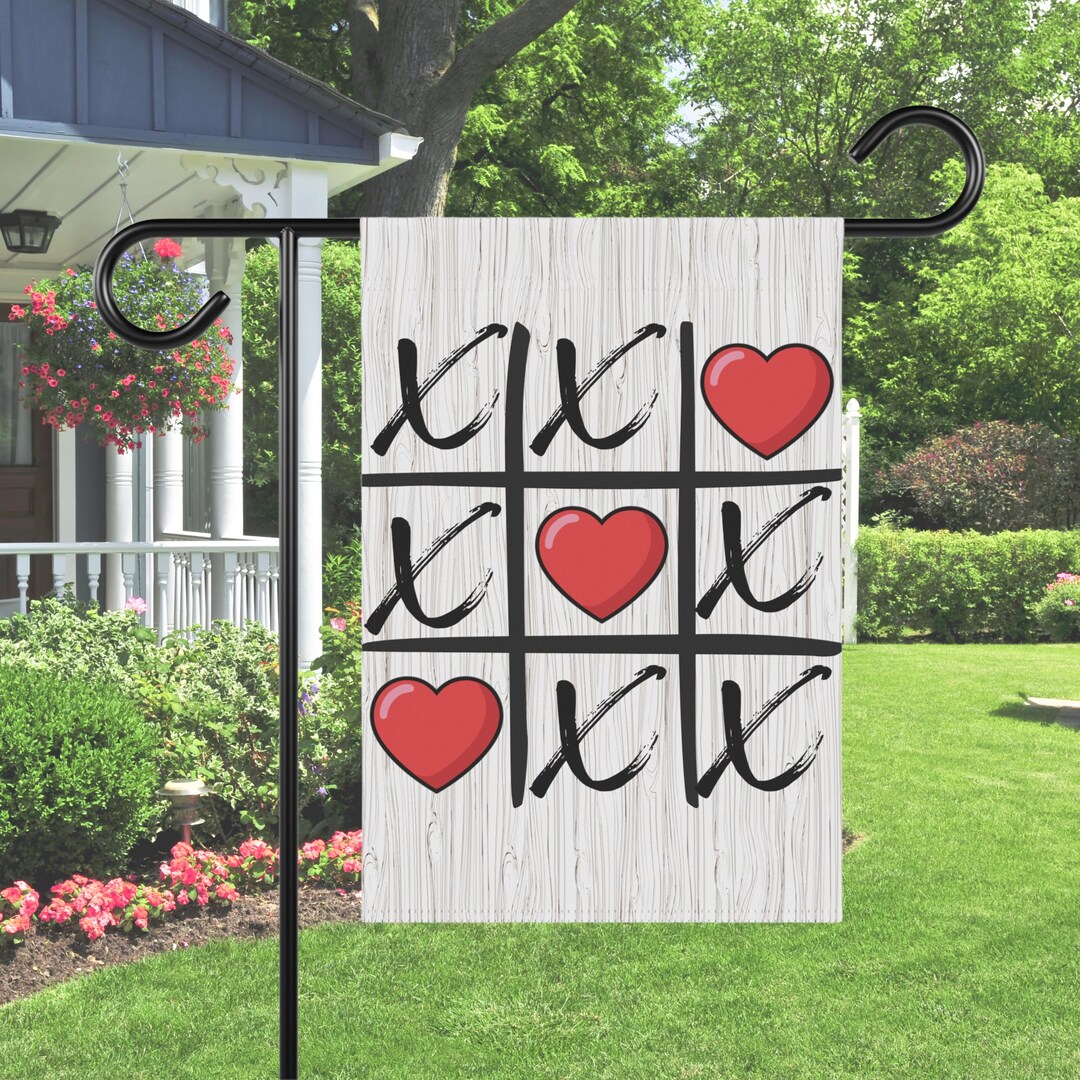Valentine's Day Tic Tac Toe Garden Flag PNG, Heart Decor (digital ...