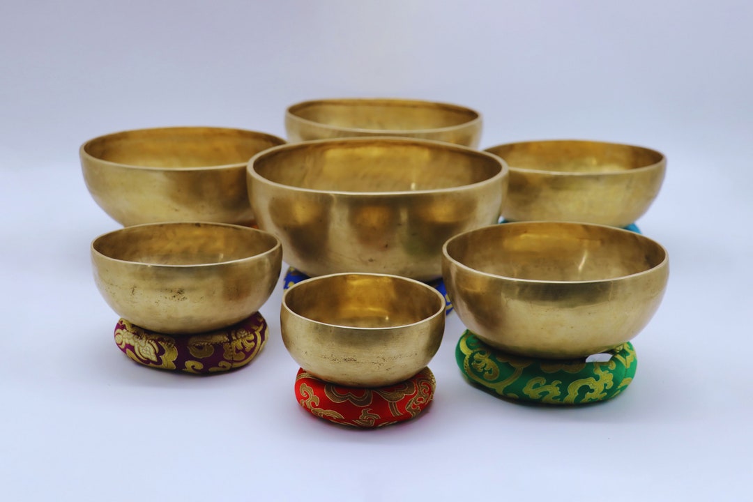 Professional Chakra Notes Sets of Seven Dim Gold Singing Bowl From ...