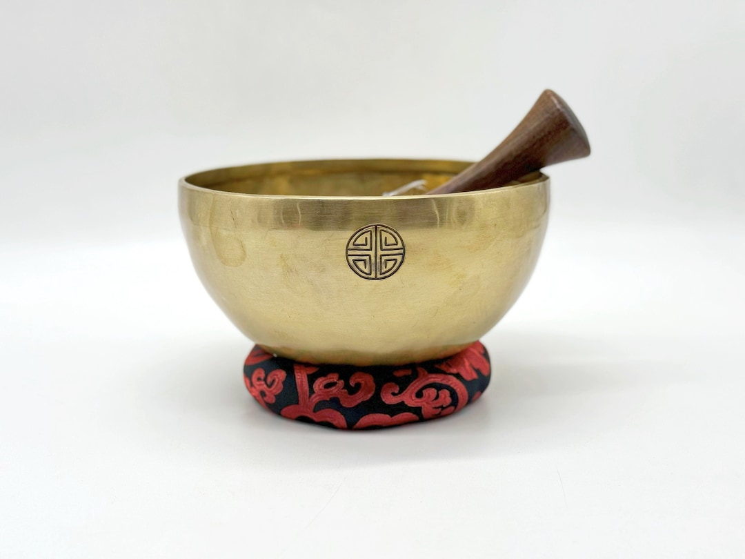 8 Inches Gold Dim Full Moon Singing Bowl- Tibetan Singing Bow ...