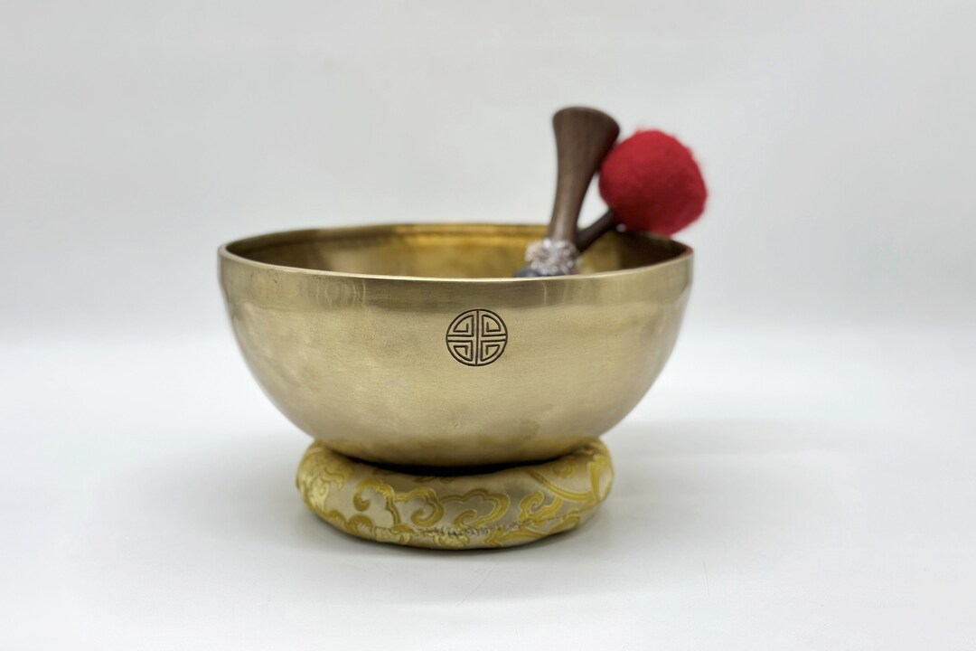 28 Cm Gold Dim Full Moon Singing Bowl- Tibetan Singing Bow- Meditation ...