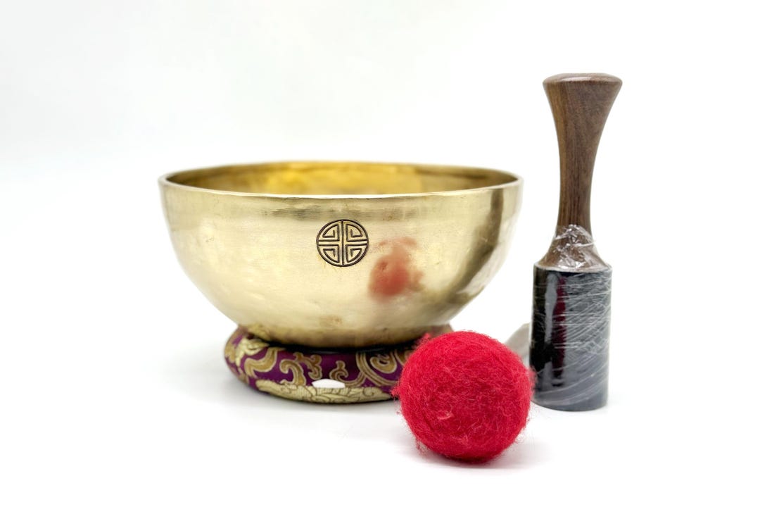 26 Cm Gold Dim Full Moon Singing Bowl- Tibetan Singing Bow- Meditation ...