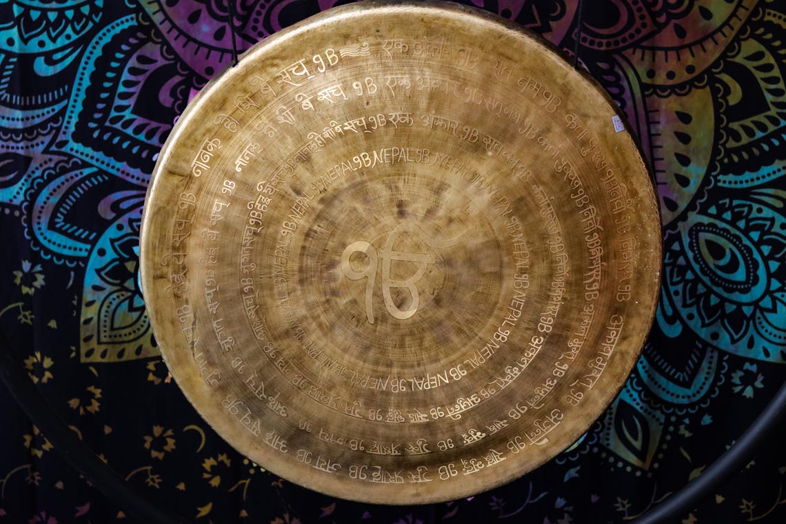 Sanskrit Mantra Carving Gong 50-100 Cm -tibetan Singing Meditation ...