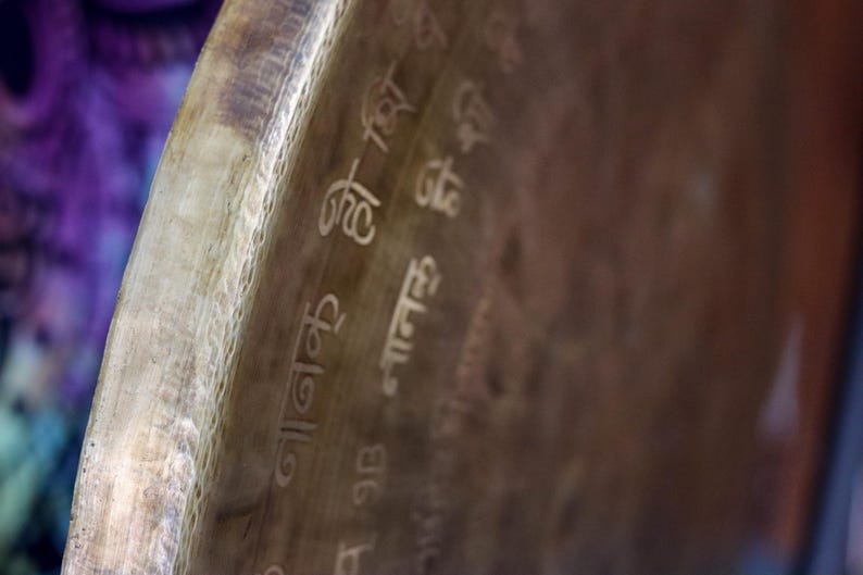 Sanskrit Mantra Carving Gong 50-100 Cm -tibetan Singing Meditation ...