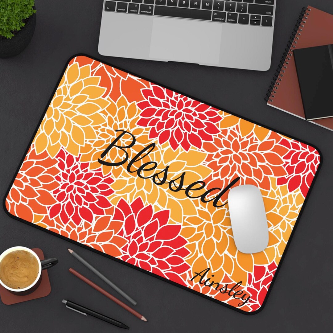 Blessed Floral Desk Mat, Personalized Office Supplies, Christian ...