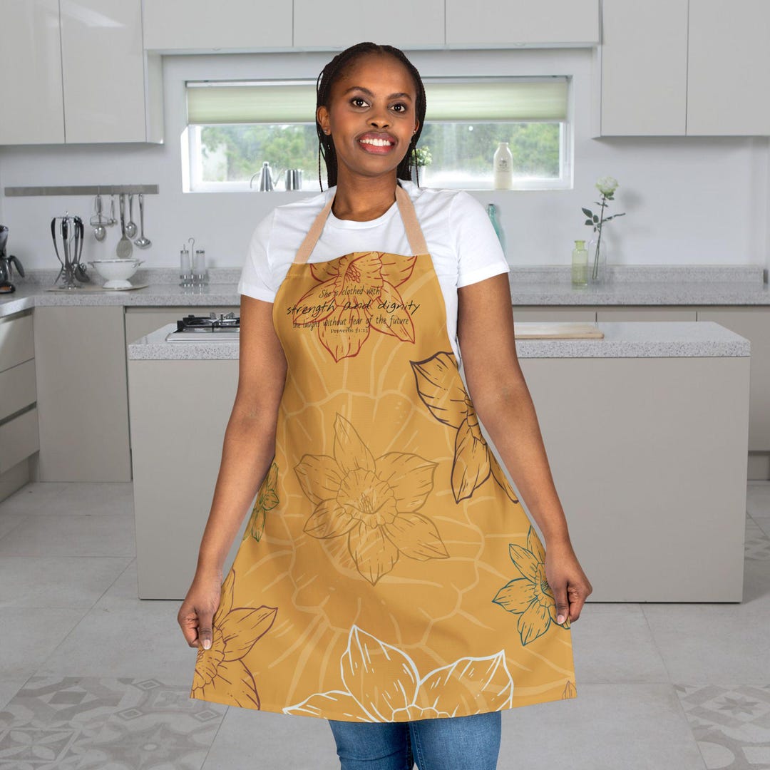 Christian Apron, Faith Based Kitchen Attire, 5-color Straps, Scripture ...