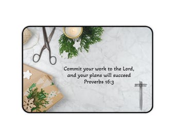 Christian Desk Mat, Bible Verse Non-slip Work Pad, Religious Office ...