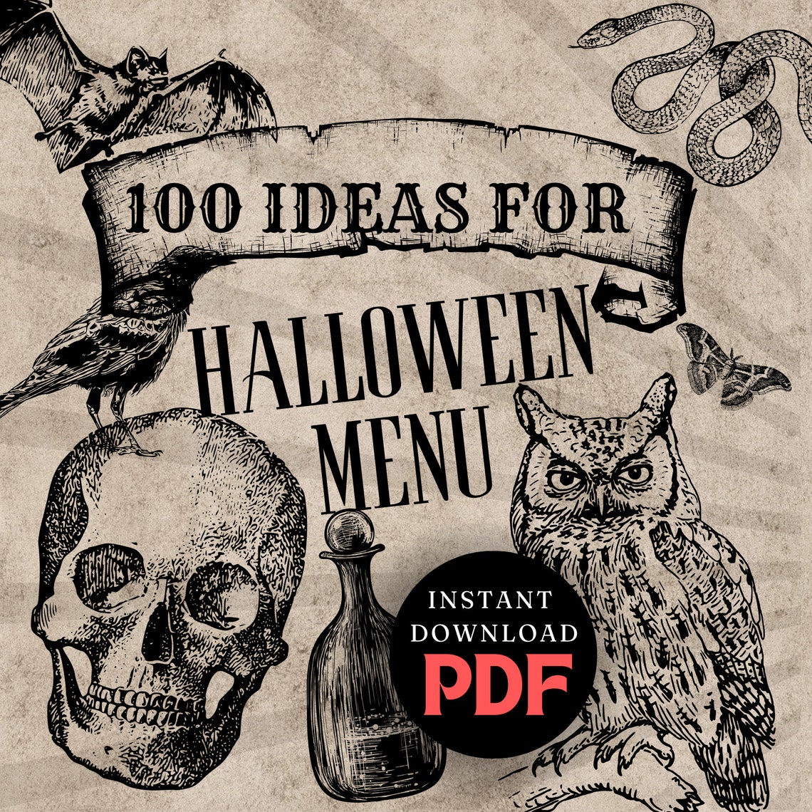 100 Halloween Menu Ideas, Digital Download, Instant Download Halloween ...