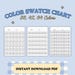 3-tone Color Swatch Chart Printable – 36, 42, 64 Colors | A4 Trio-color ...