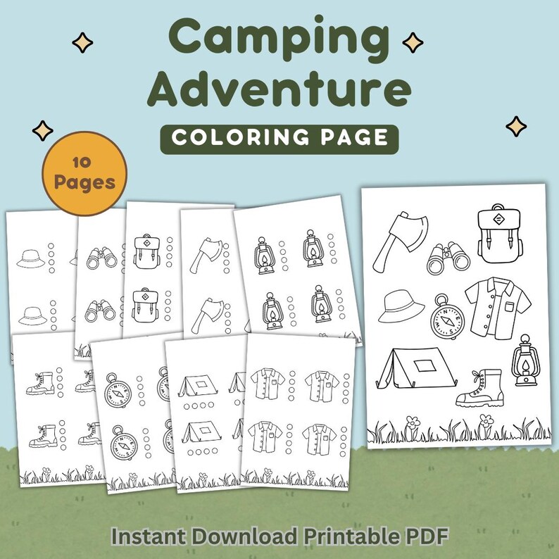 Kids Camping Adventure Coloring Page – Preschool Outdoor Explorer ...