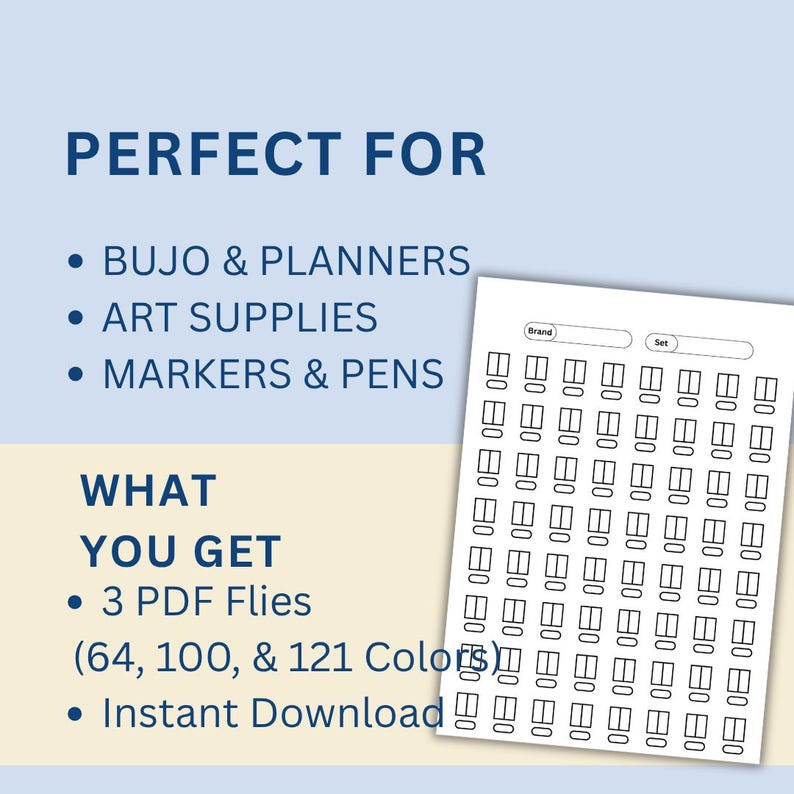 2-tone Color Swatch Chart Printable – 64, 100, 121 Colors | A4 Dual ...