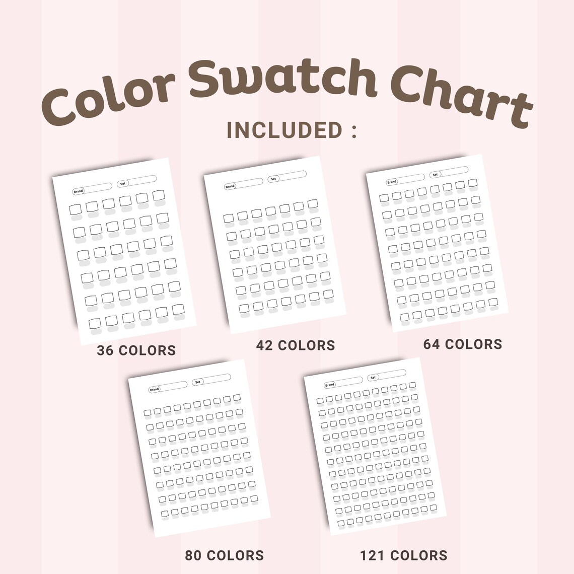 5 Printable Color Swatch Banner Charts PDF | Art Supply Organizer ...