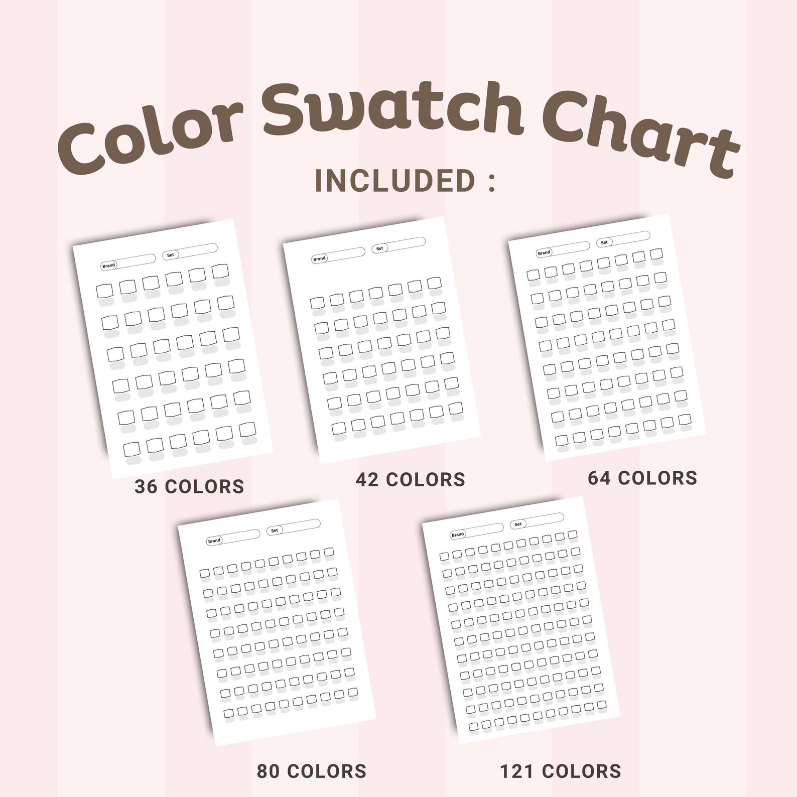 5 Printable Color Swatch Banner Charts PDF | Art Supply Organizer ...