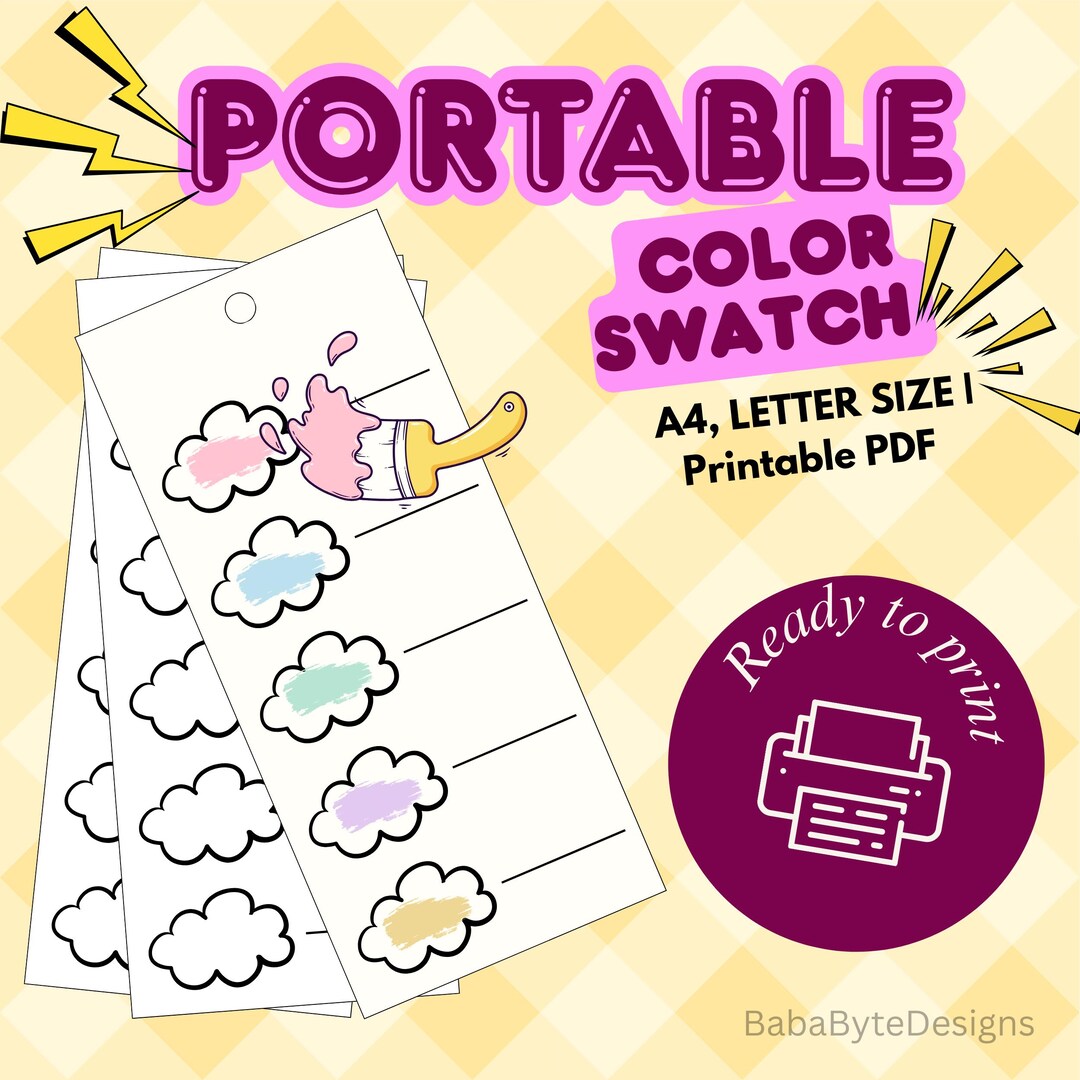 4 Printable Portable Color Swatch Charts PDF | Art Supply Organizer ...