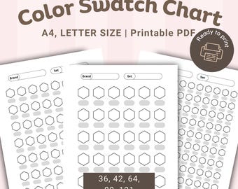 3 Printable Portable Color Swatch Charts PDF | Art Supply Organizer ...