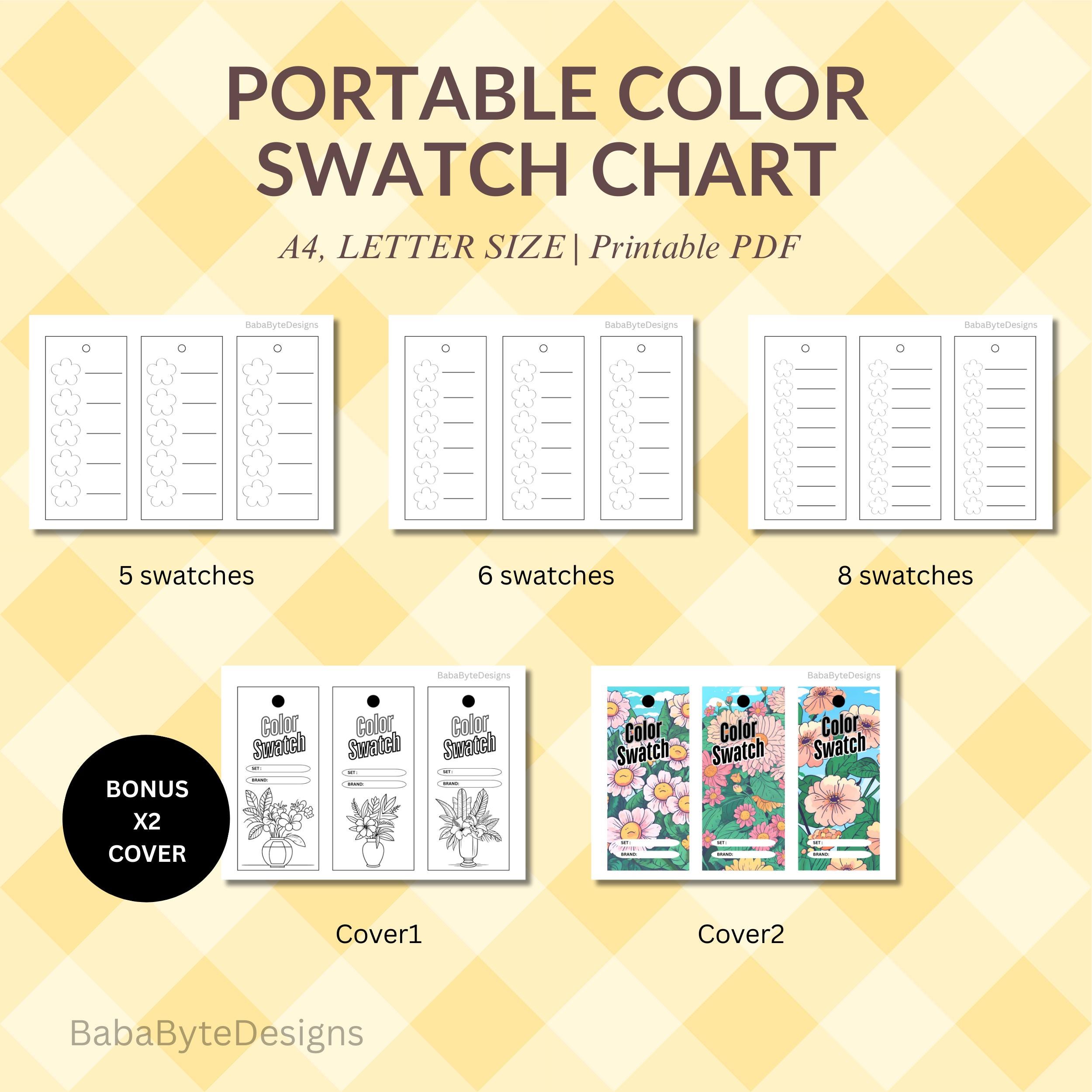 3 Printable Portable Color Swatch Charts PDF | Art Supply Organizer ...