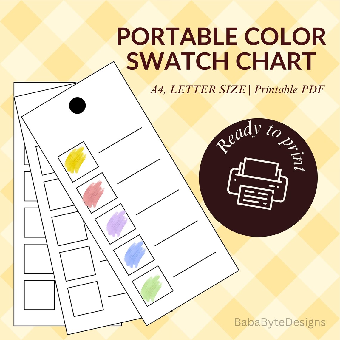 3 Printable Portable Color Swatch Charts PDF | Art Supply Organizer ...
