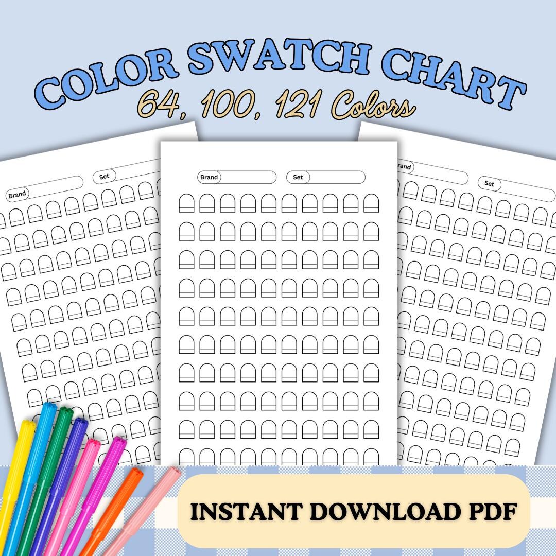 3 Printable Color Swatch Arch Shape Charts PDF |art Supply Organizer ...