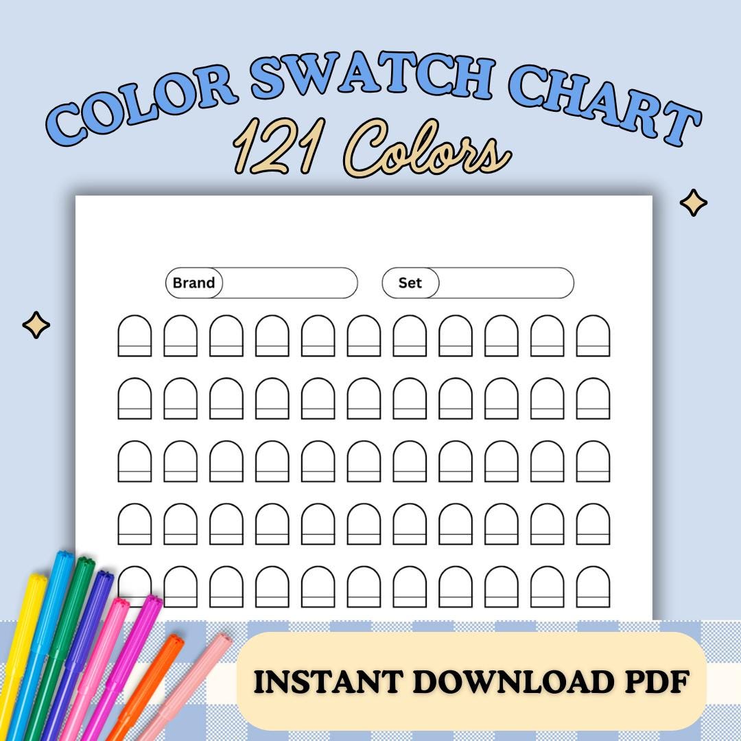 Printable Color Swatch Arch Shape Charts PDF | Art Supply Organizer ...