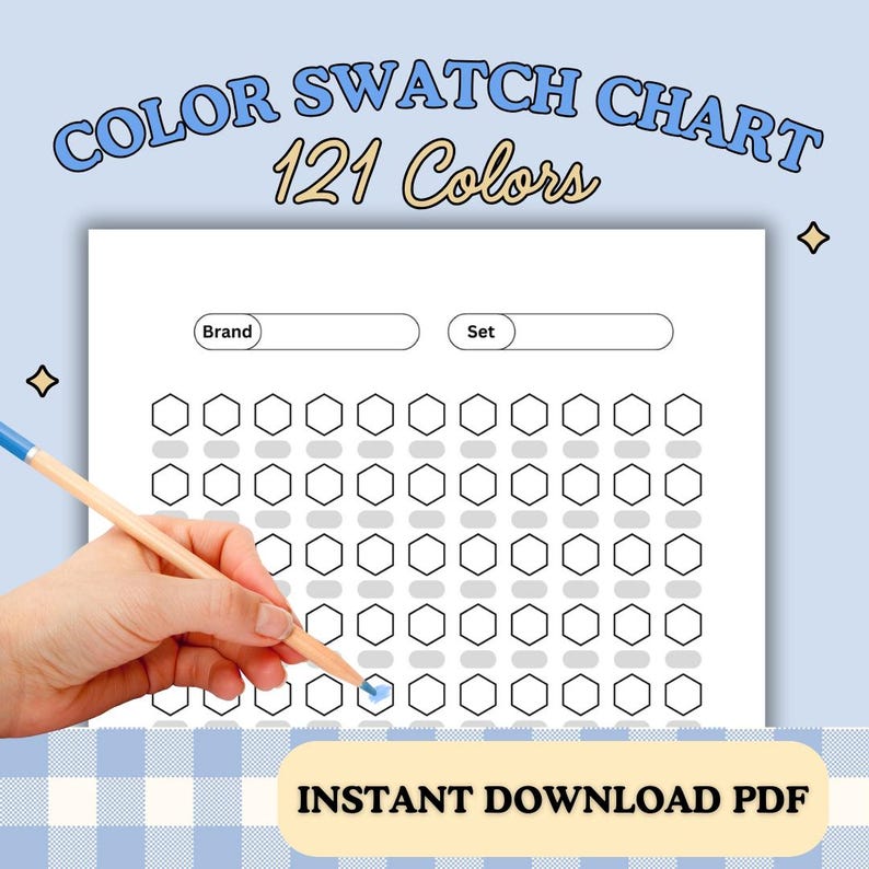 Printable Color Swatch Hexagon Shape Charts PDF | Art Supply Organizer ...