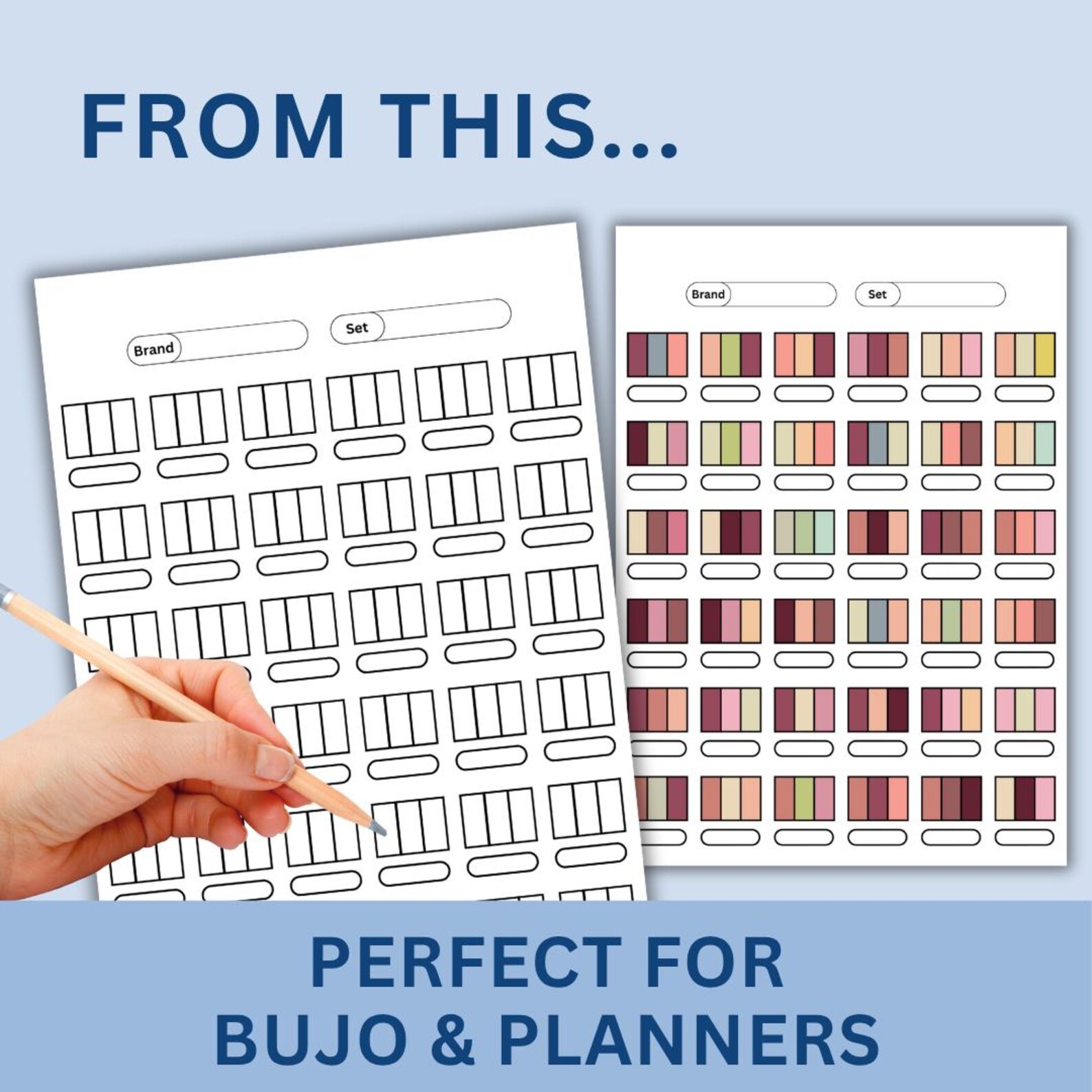 3-tone Color Swatch Chart Printable – 36, 42, 64 Colors | A4 Trio-color ...