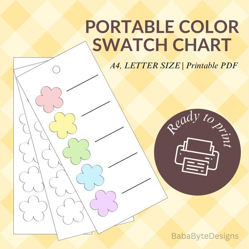 3 Printable Portable Color Swatch Charts PDF | Art Supply Organizer ...