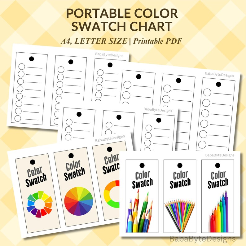 3 Printable Portable Color Swatch Charts PDF | Art Supply Organizer ...