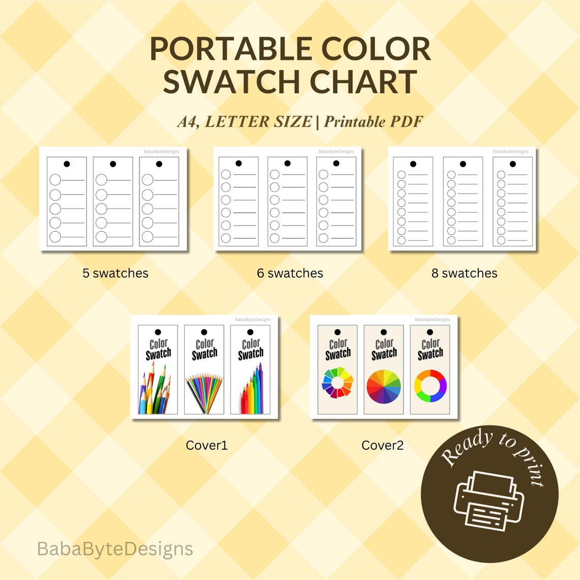 3 Printable Portable Color Swatch Charts PDF | Art Supply Organizer ...