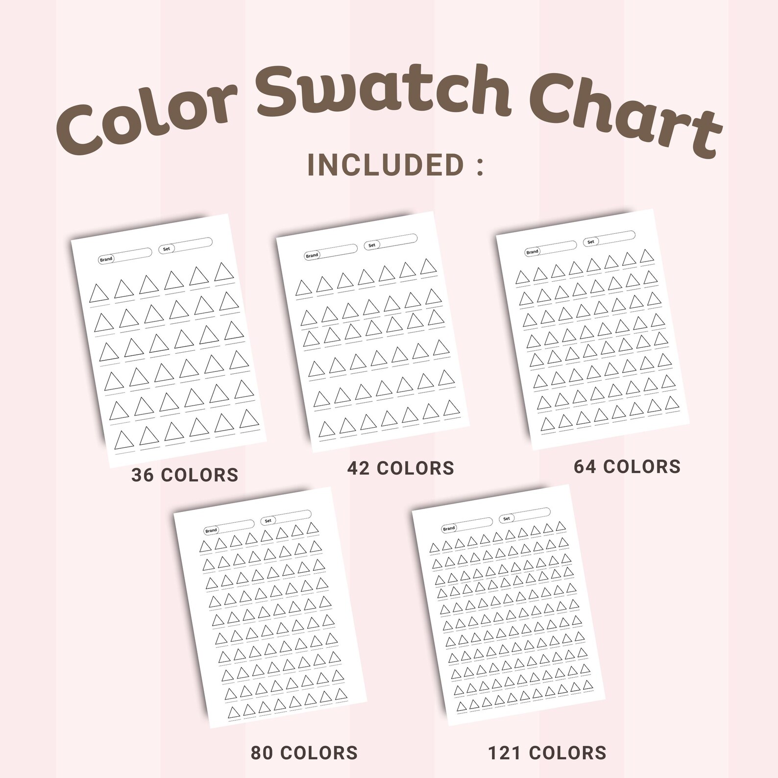 5printable Color Swatch Triangle Shape Charts PDF | Art Supply ...