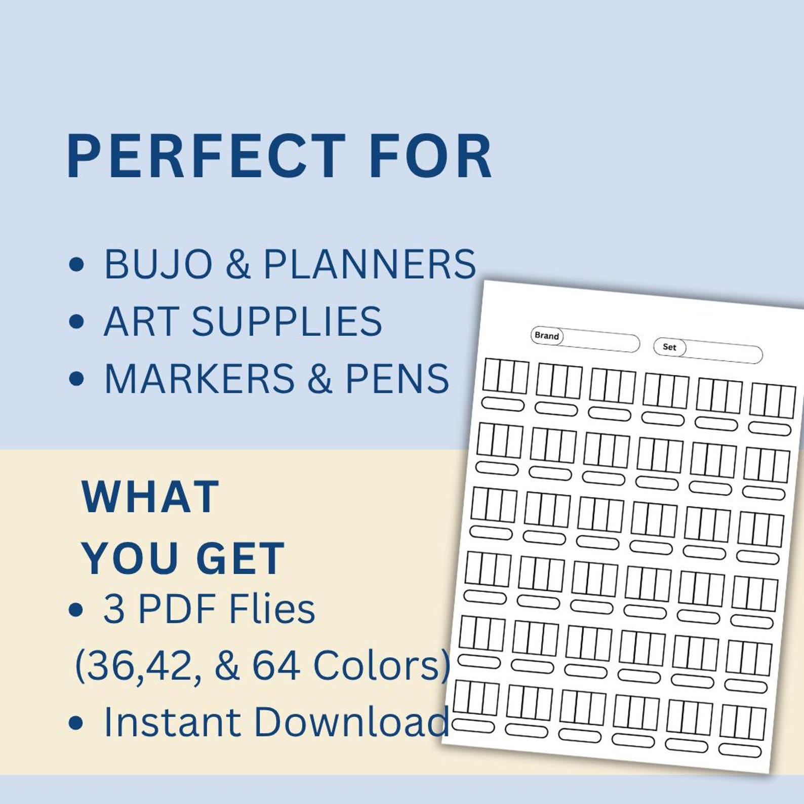 3-tone Color Swatch Chart Printable – 36, 42, 64 Colors | A4 Trio-color ...