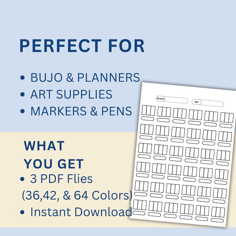 3-tone Color Swatch Chart Printable – 36, 42, 64 Colors | A4 Trio-color ...