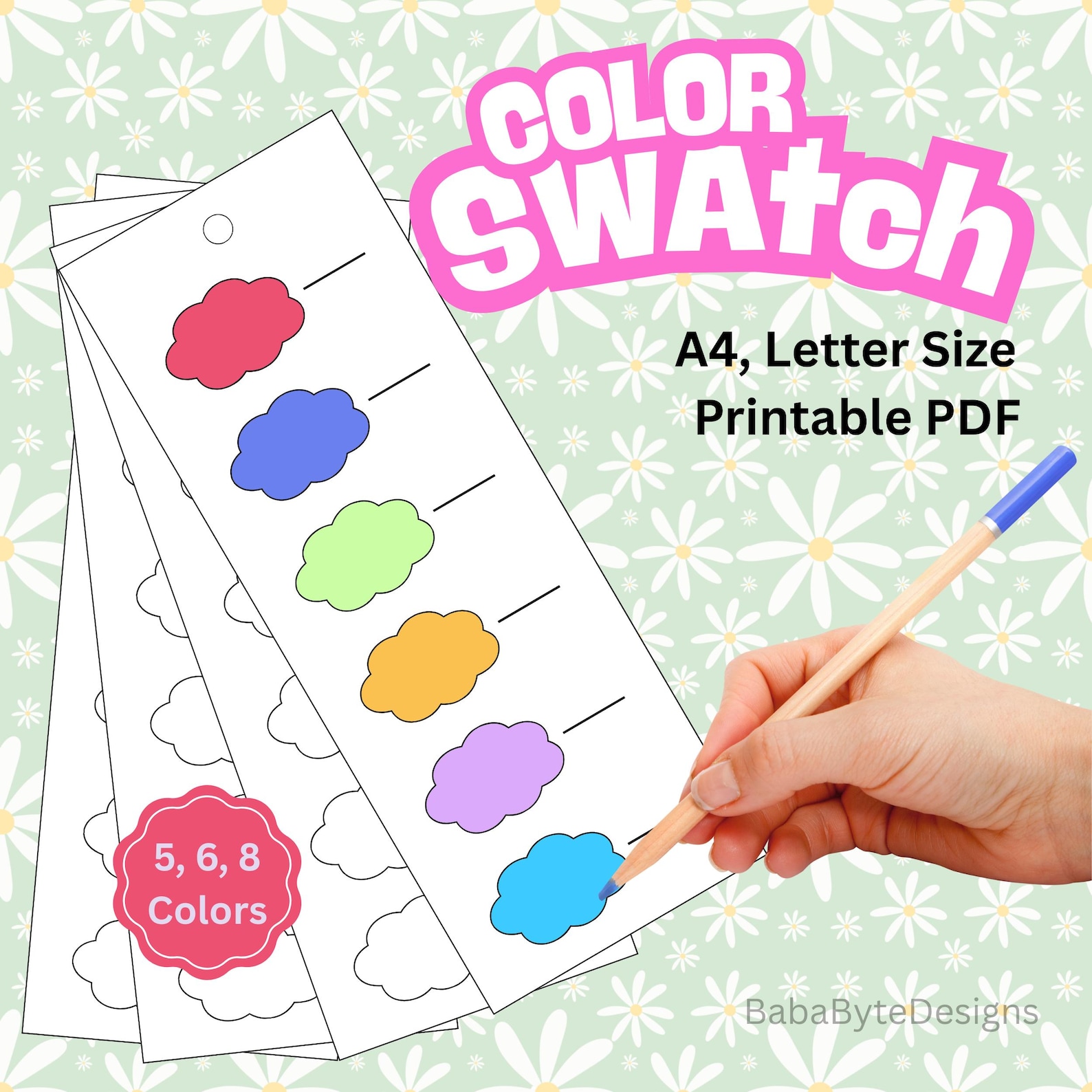 Printable Color Cloud Swatch Chart Set – for Artists | Marker ...