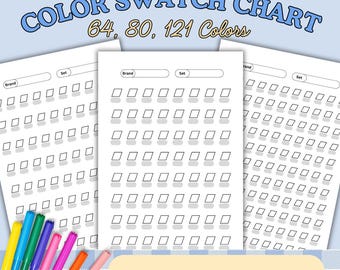 3 Printable Portable Color Swatch Charts PDF | Art Supply Organizer ...
