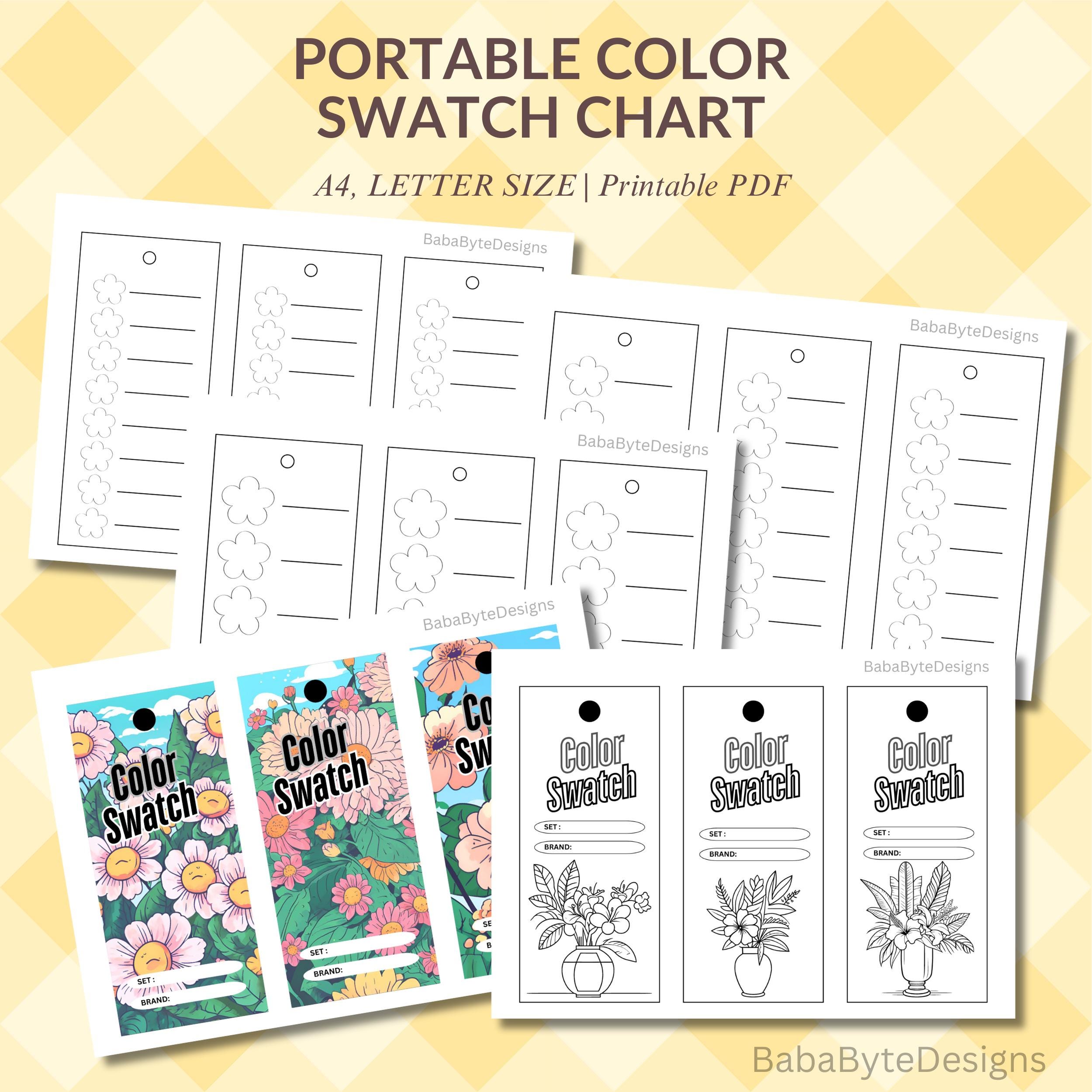3 Printable Portable Color Swatch Charts PDF | Art Supply Organizer ...