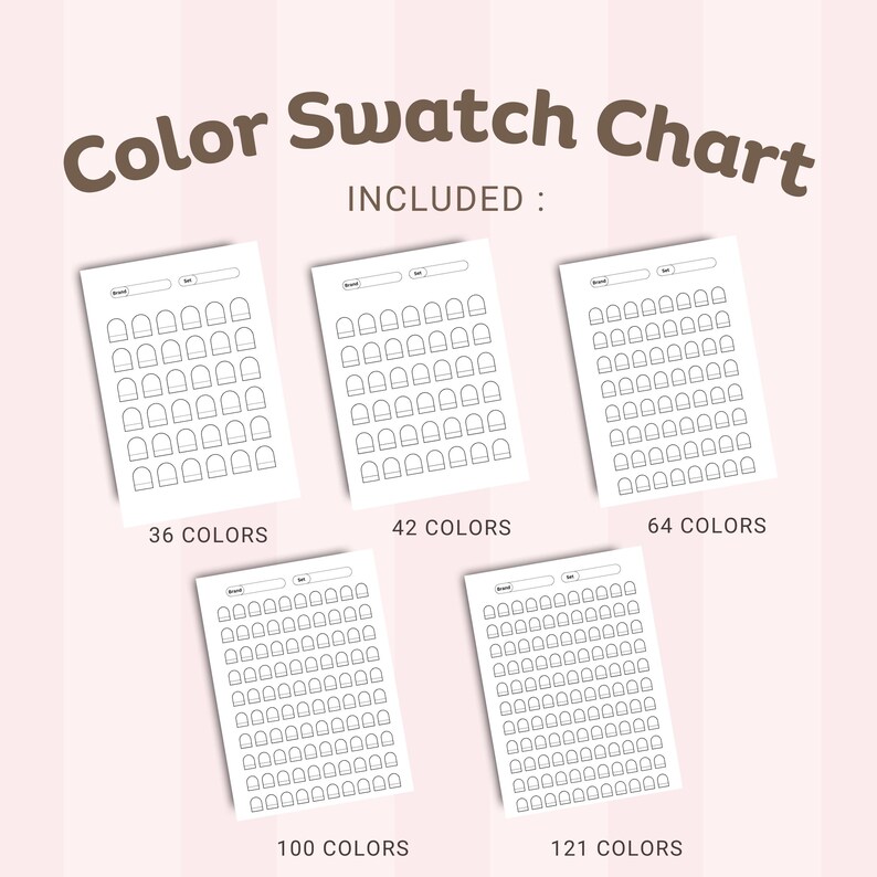 5printable Color Swatch Arch Shape Charts PDF | Art Supply Organizer ...