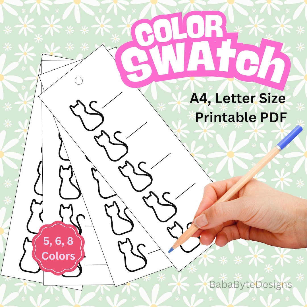 Printable Color Cat Swatch Chart Set – for Artists | Marker, Watercolor ...