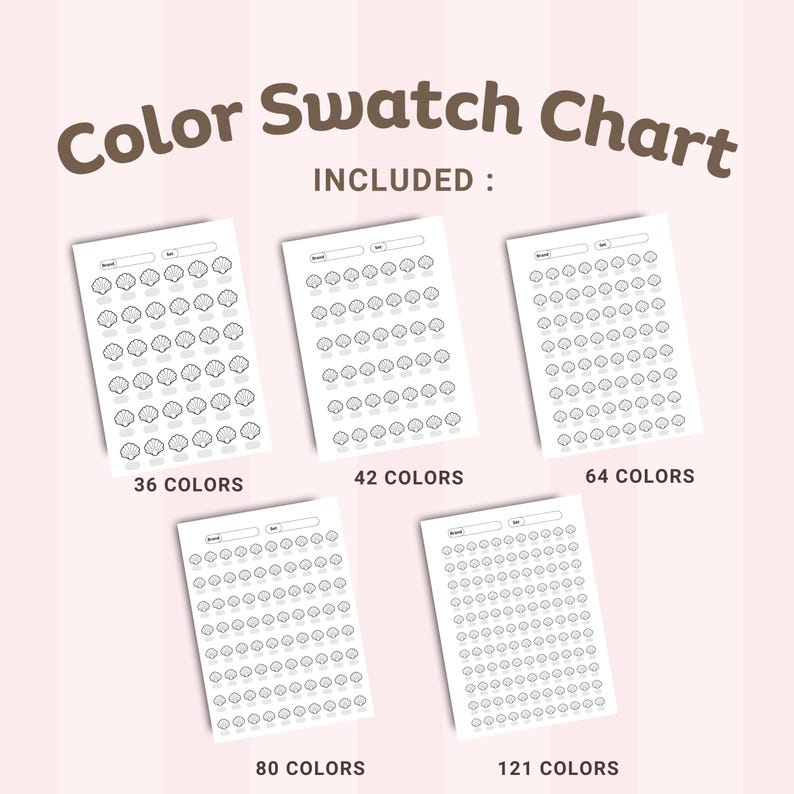 5printable Color Swatch Seashell Shape Charts PDF | Art Supply ...
