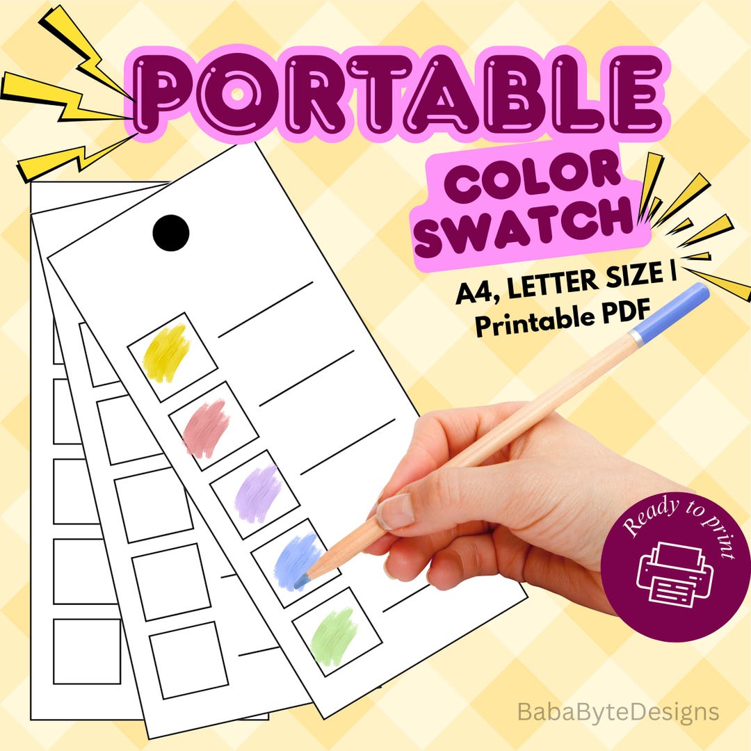 3 Printable Portable Color Swatch Charts PDF | Art Supply Organizer ...
