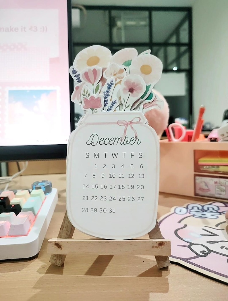 Printable Bloomy Flowers Desk Calendar 2026 - Etsy