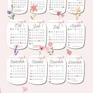 Printable Bloomy Flowers Desk Calendar 2025 - Etsy