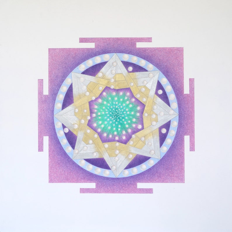 Gayatri and Saraswati Yantra "inner Queen" - Original Coloured Pencil ...